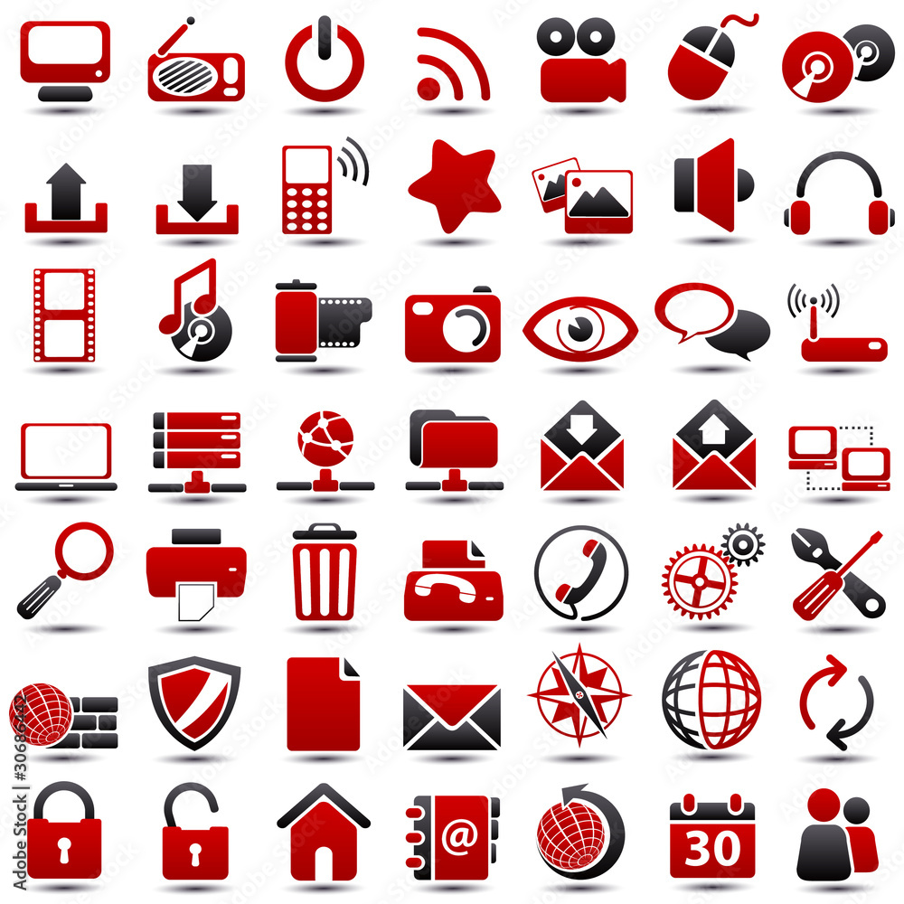 icon: technology red Stock Vector | Adobe Stock