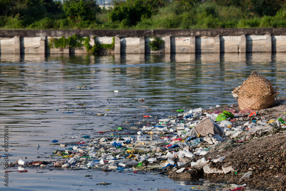Water pollution - garbage on river in Philippines Stock Photo | Adobe Stock