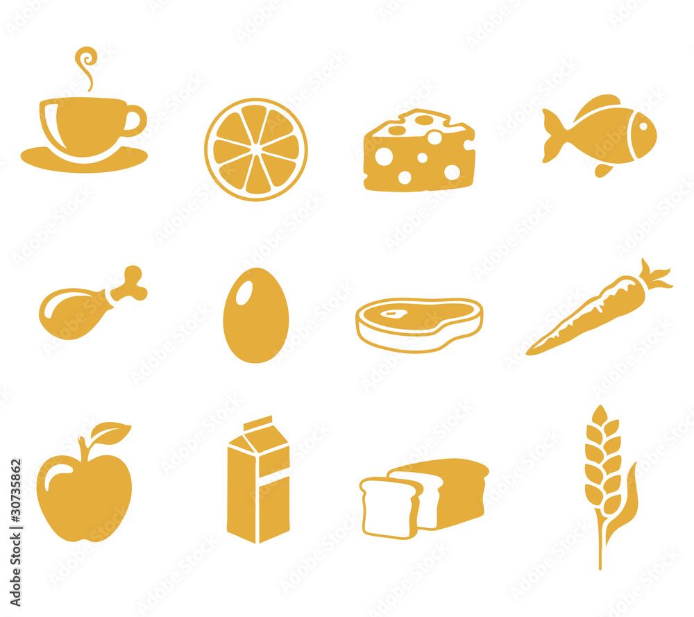 Various healthy food and drink icons Stock Vector | Adobe Stock