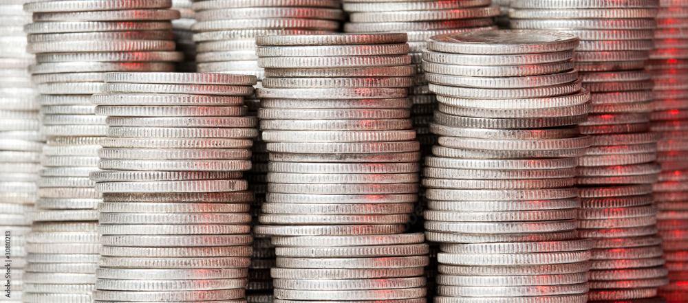 Stacks of pure silver coins Stock Photo | Adobe Stock