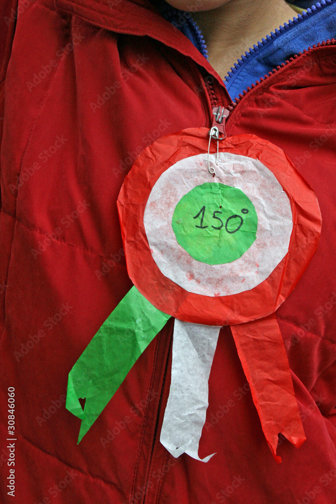 Foto de cockade with the Italian flag to celebrate the unity of Italy ...