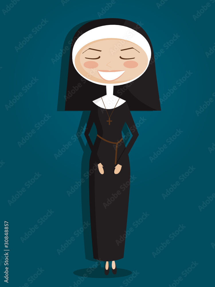 Retro cartoon nun ,vector illustration Stock Vector | Adobe Stock
