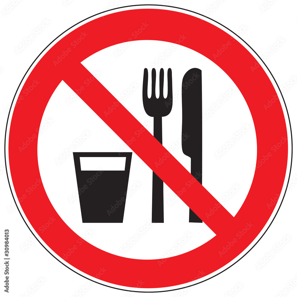 Zeichen Essen und Trinken verboten Stock-Vektorgrafik | Adobe Stock