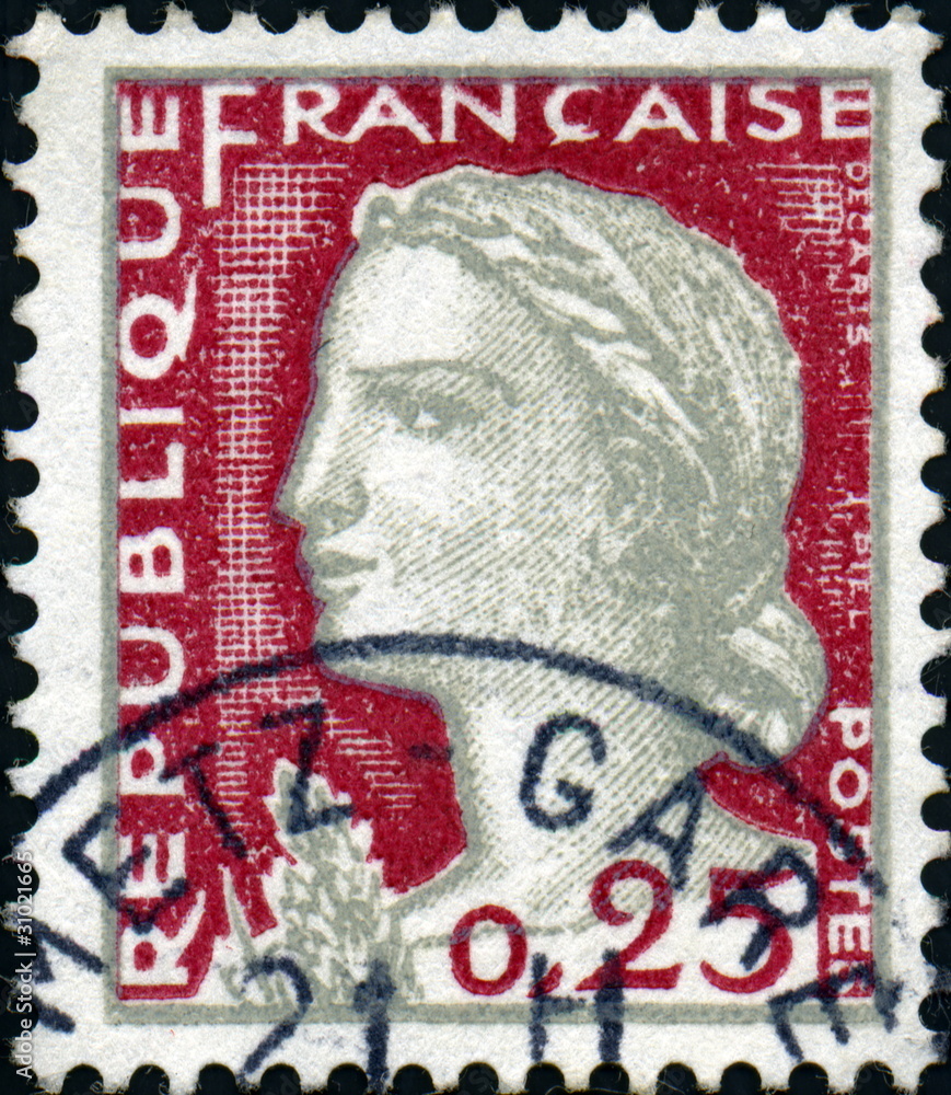 Marianne. Timbre Postal oblitéré. France. Photos | Adobe Stock