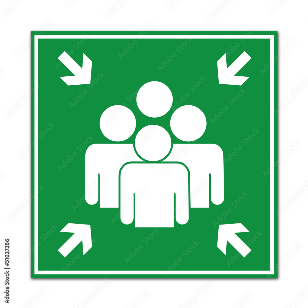 Fire assembly point sign Stock Illustration | Adobe Stock