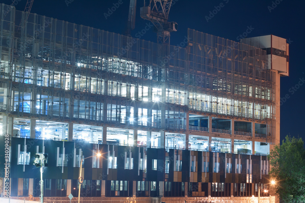 screen system on the construction building at night Stock Photo | Adobe ...