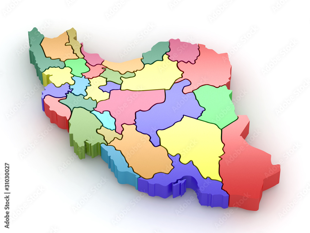 Three-dimensional map of Iran Stock Illustration | Adobe Stock