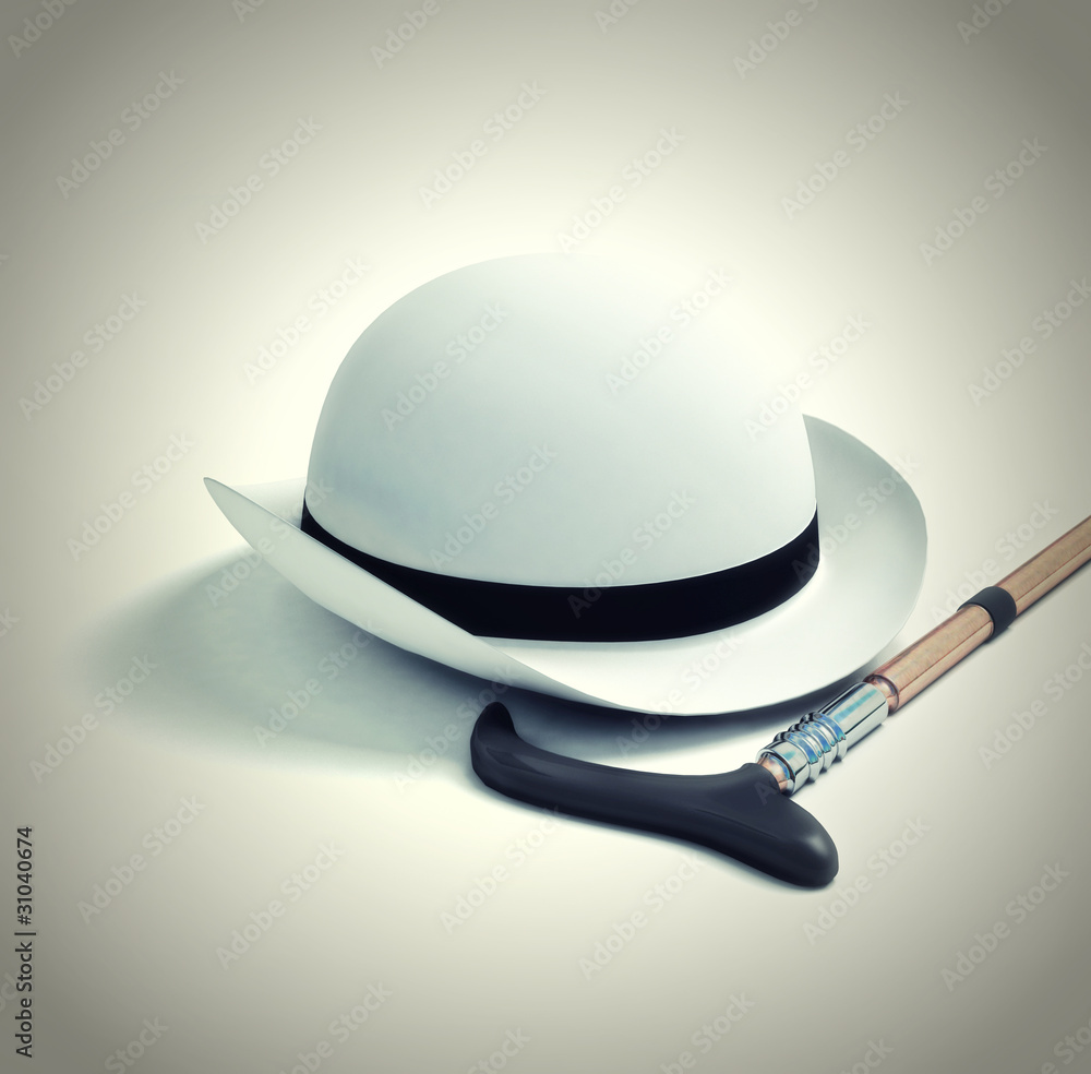 Retro hat and cane Stock Illustration | Adobe Stock
