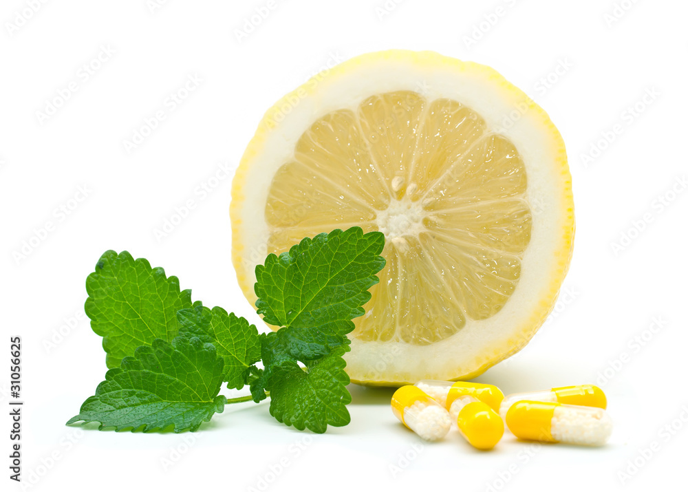 lemon and mint isolated on white background Stock Photo | Adobe Stock
