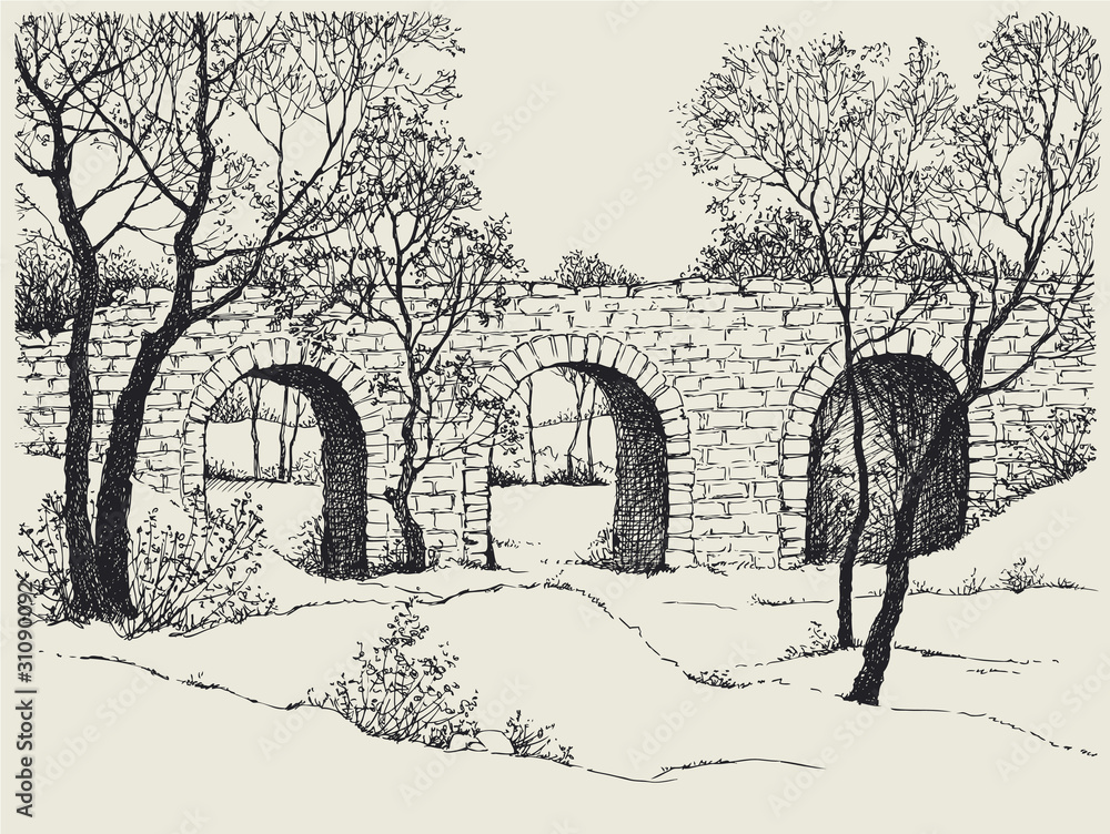 Stone Arch Bridge Drawing