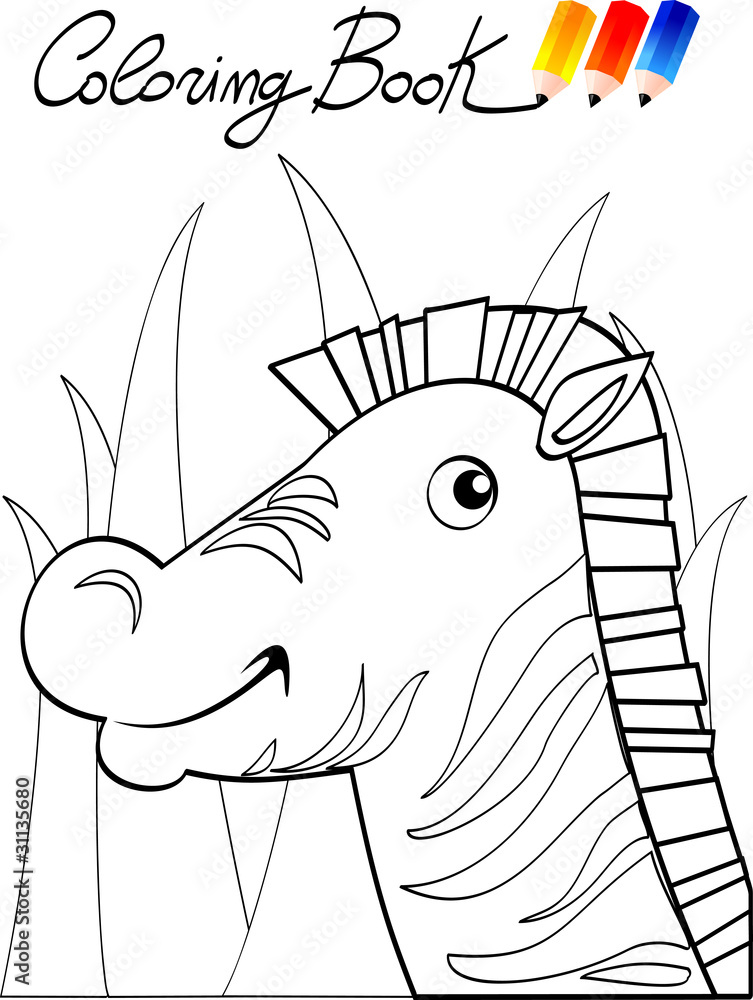 Coloring Book - Zebra Stock Vector | Adobe Stock