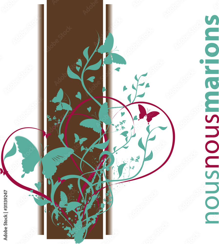 Mariage et Coeur-Papillon Stock Vector | Adobe Stock