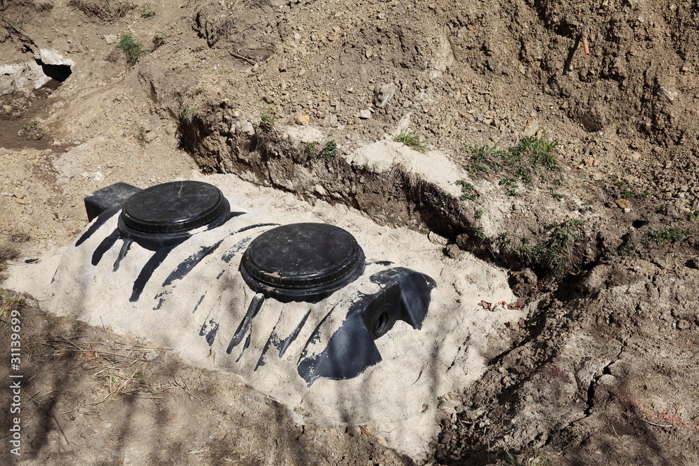 Installing Domestic Septic Tank Stock Photo | Adobe Stock