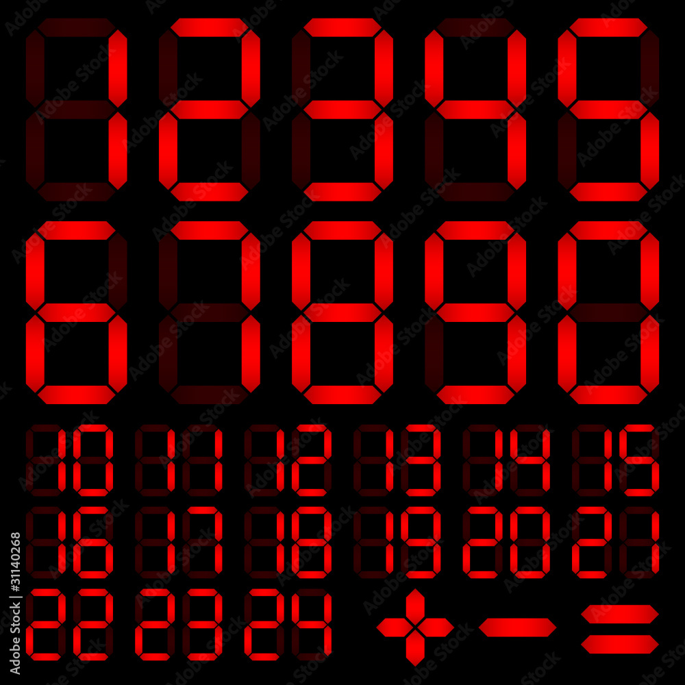 Digital Numbers Red Stock Vector | Adobe Stock