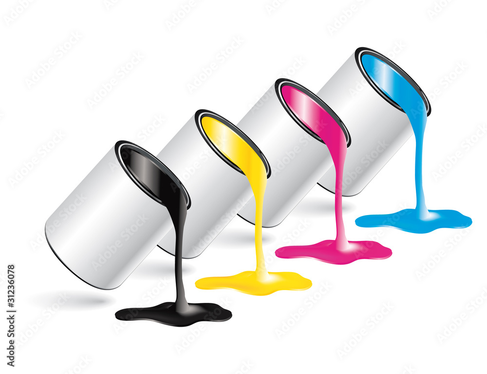 CMJN - CMYK paint cans Stock Illustration | Adobe Stock
