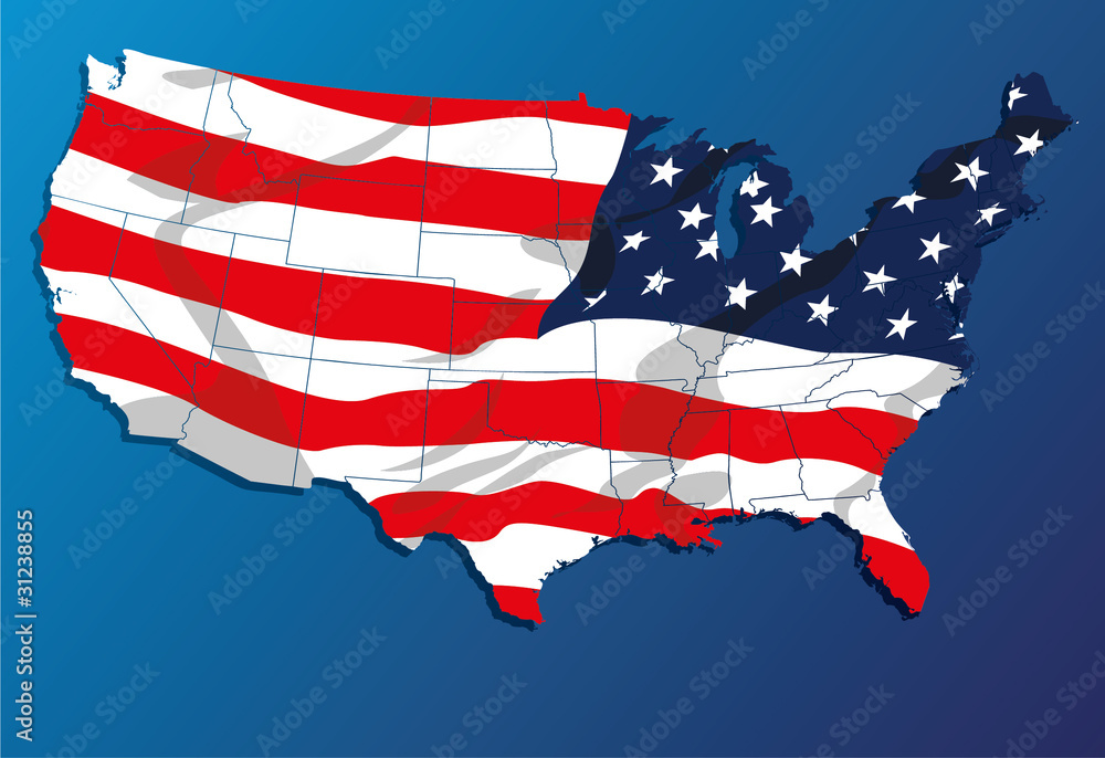 Map of the America, with each state on its shape. Stock Vector | Adobe ...