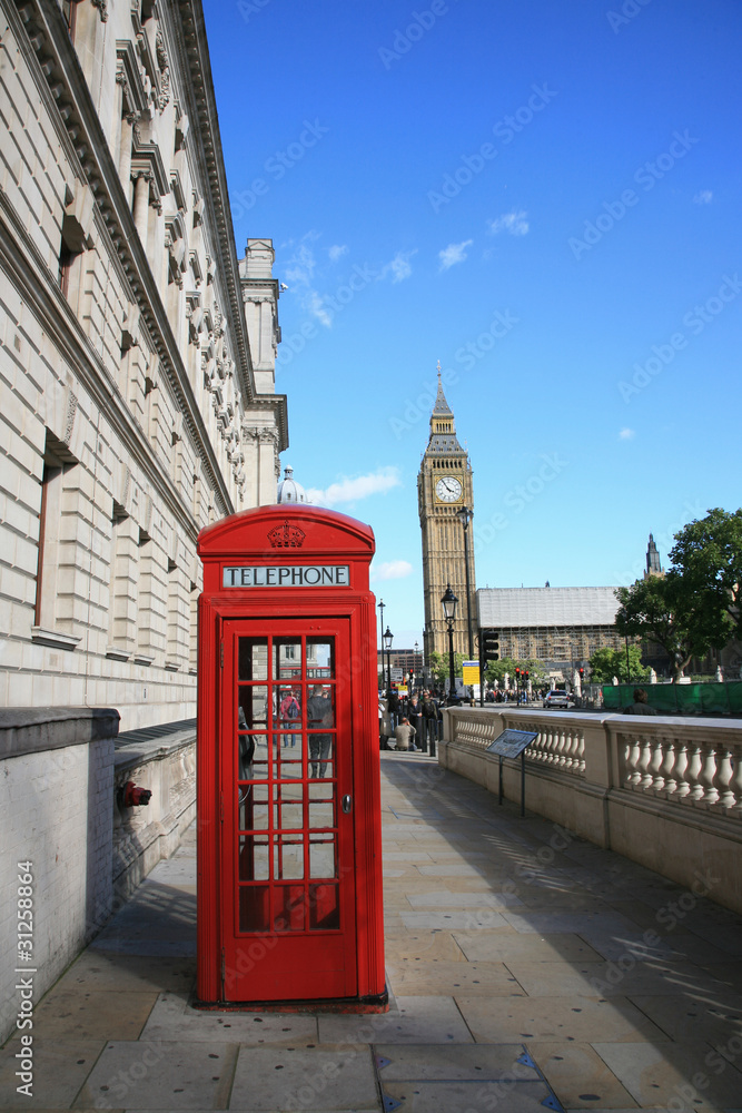 Big Ben and Red Phone Booth wall mural wallpaper | Muraledesign.com
