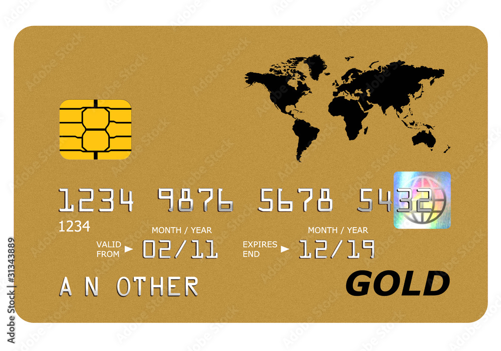 Bank gold card mock up isolated on white. Stock Illustration | Adobe Stock