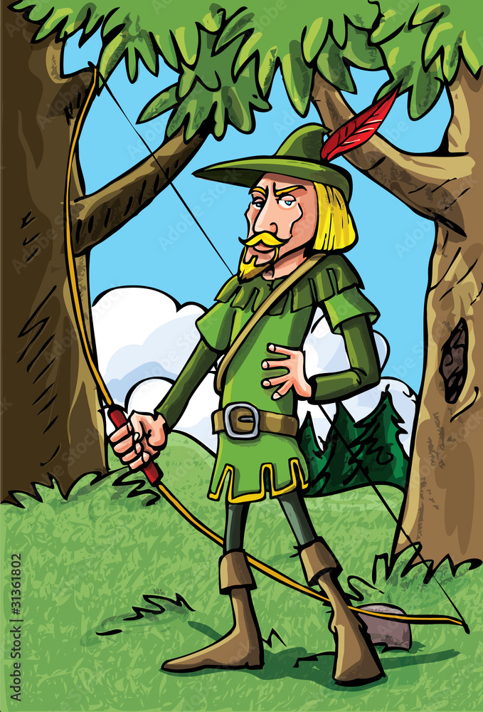 Cartoon Robin Hood in the woods Stock Vector | Adobe Stock