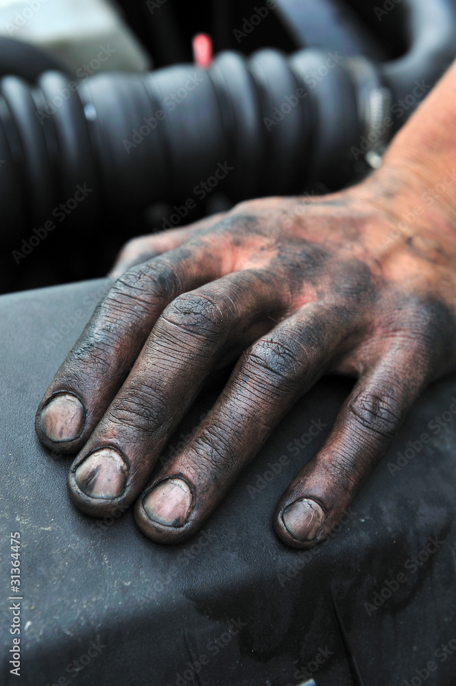 dirty,mechanic,hand,human,reparing,engine Stock Photo | Adobe Stock