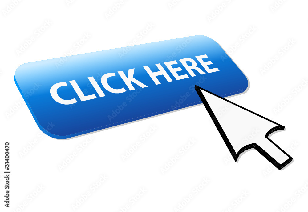 "CLICK HERE" Web Button (mouse cursor internet connection go 3d) Stock ...