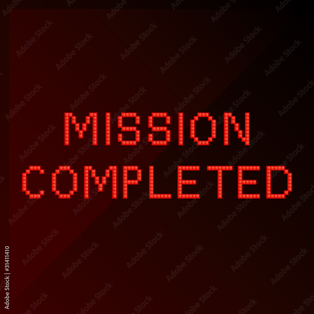mission completed in pixel art style Stock Vector | Adobe Stock