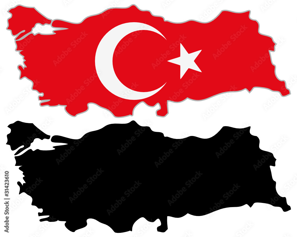 Turkey map flag Stock Vector | Adobe Stock