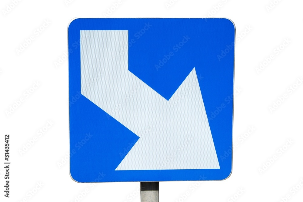 Balise de tête d'ilôt directionnel à contournement à droite Stock Photo ...