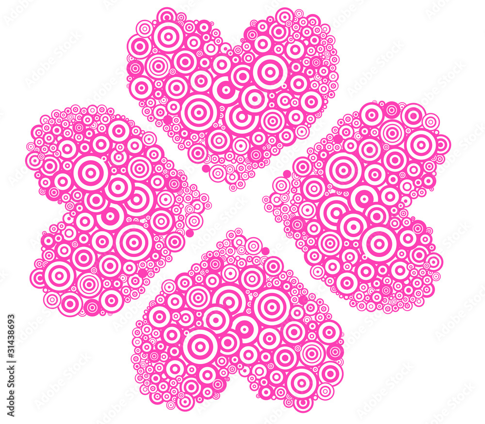 The pink four-leaf clover of sweet heart Stock Vector | Adobe Stock
