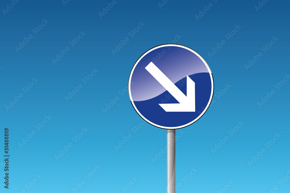 Verkehrszeichen 222 vorgeschriebene Fahrtrichtung - Hier rechts Stock ... Verkehrszeichen 222 vorgeschriebene Fahrtrichtung - Hier rechts Stock ...