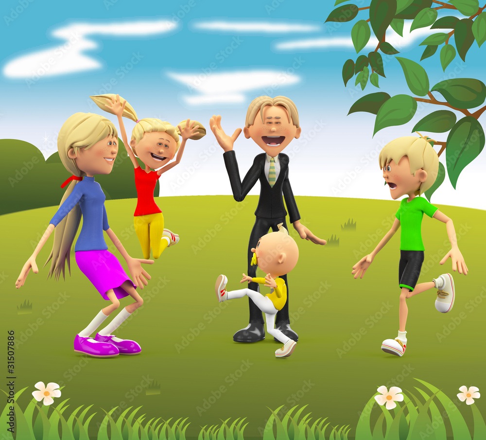 cartoon family - baby starting to walk Stock Illustration | Adobe Stock