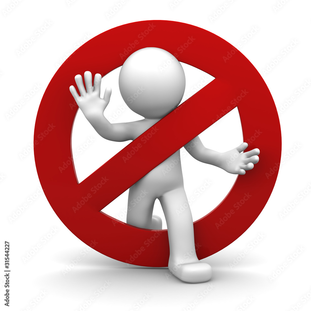 3d human with red stop sign Stock Illustration | Adobe Stock