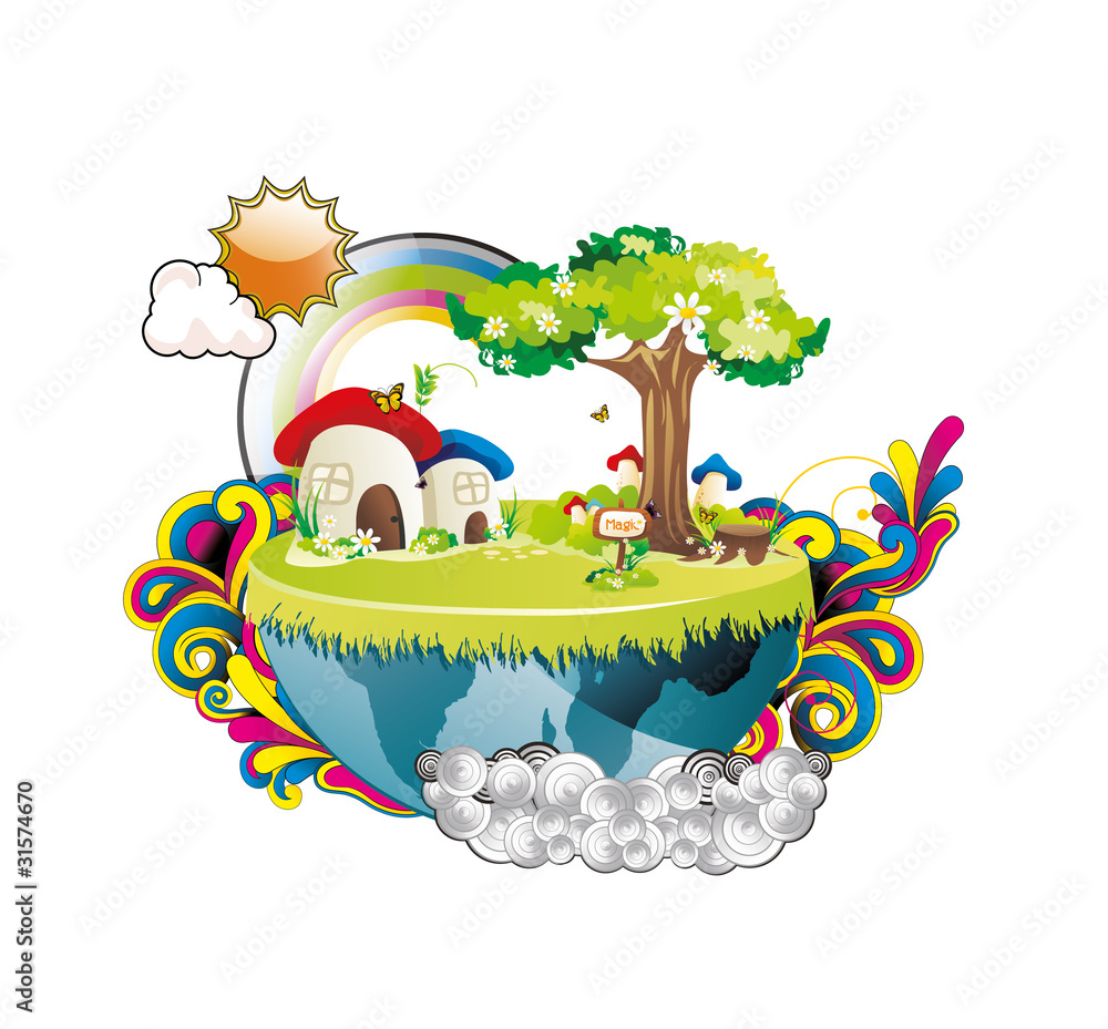 paisaje fantasioso en vector vector de Stock | Adobe Stock