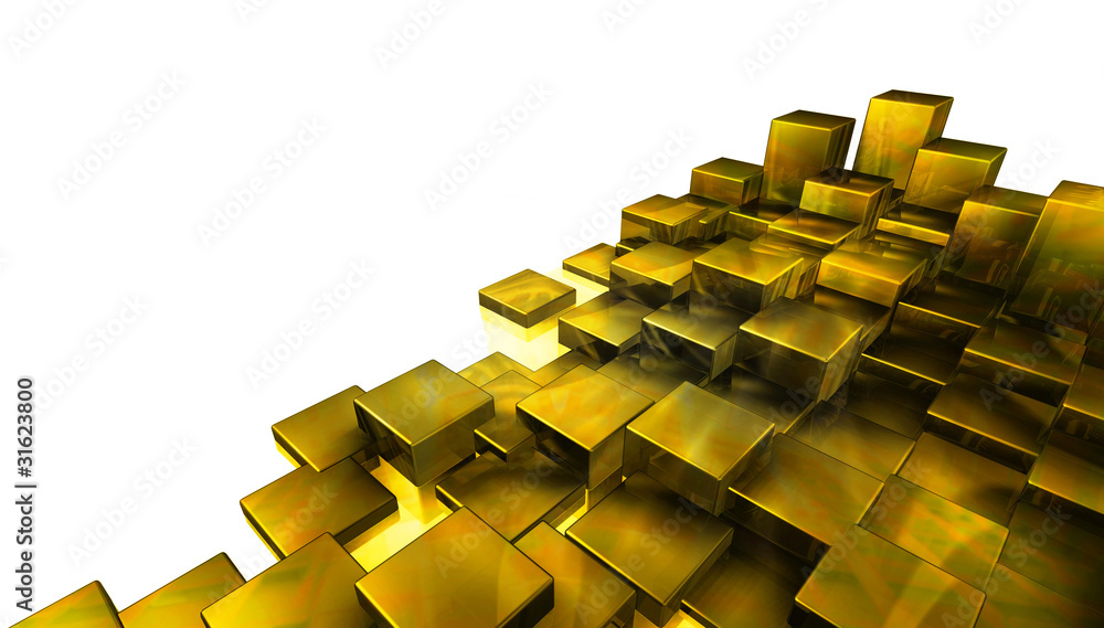 Gold cubes 3D abstract background Stock Illustration | Adobe Stock