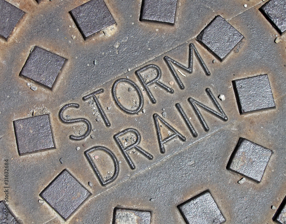 storm drain, vintage rain water manhole closeup,, street rain ...