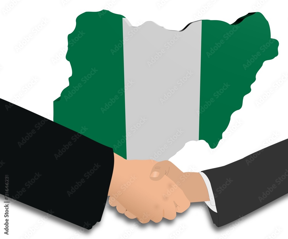 handshake with Nigerian map flag illustration Stock Illustration ...