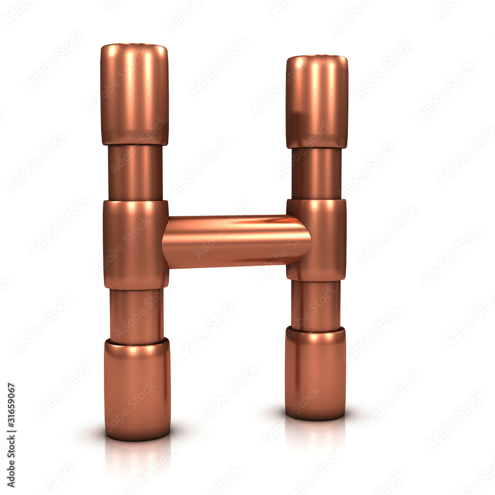 3d Copper tubing letter H Stock Illustration | Adobe Stock
