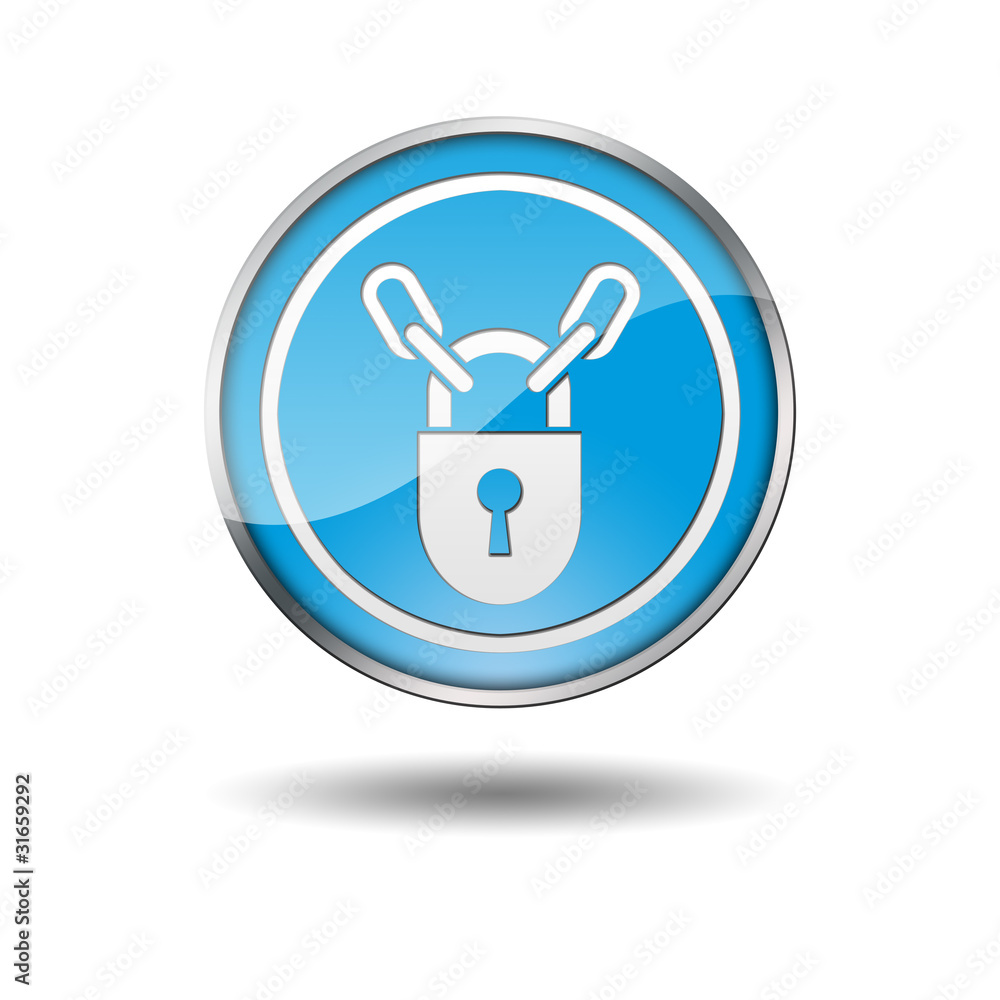 Boton azul borde metalico candado Stock Illustration | Adobe Stock