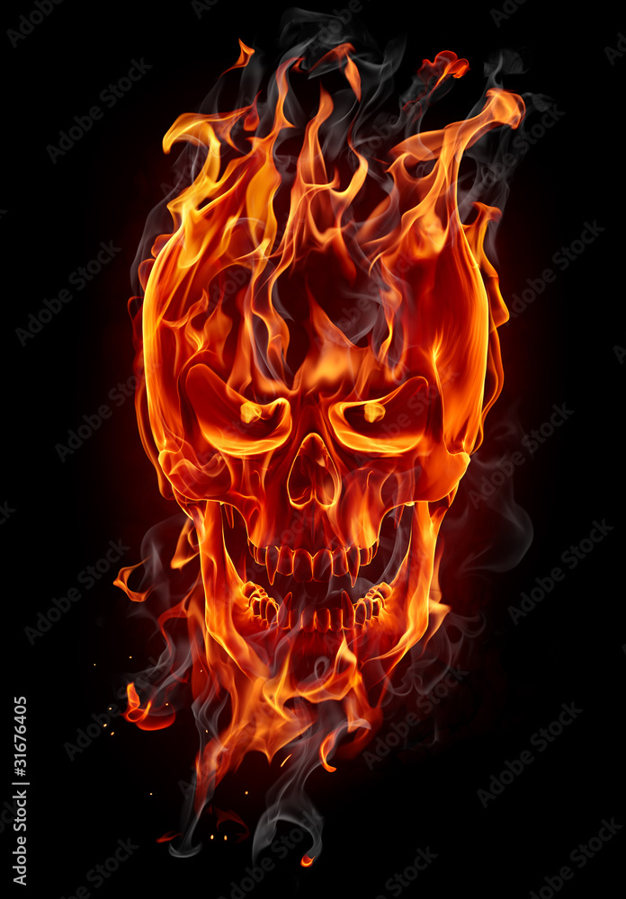 Fire skull Stock Illustration | Adobe Stock