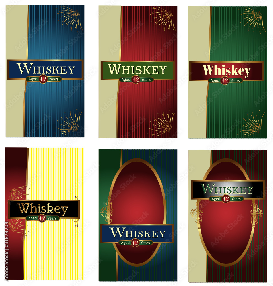 Whiskey Label Vectorset 15 Stock Vector | Adobe Stock
