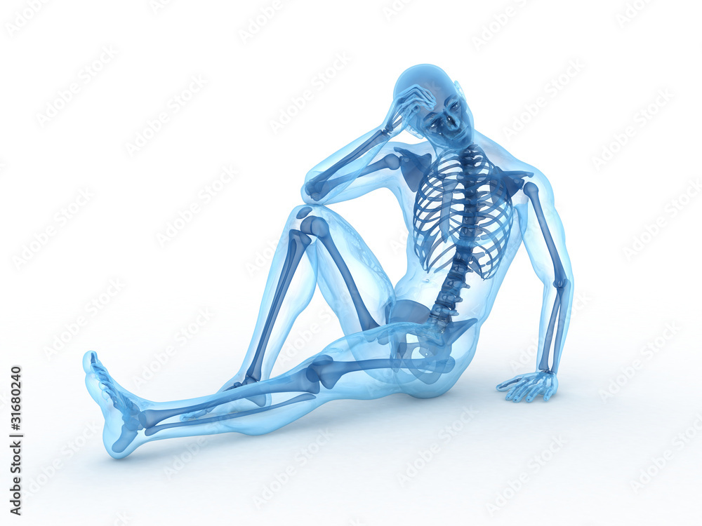 3d rendered illustration of a sitting male with visible bones Stock ...
