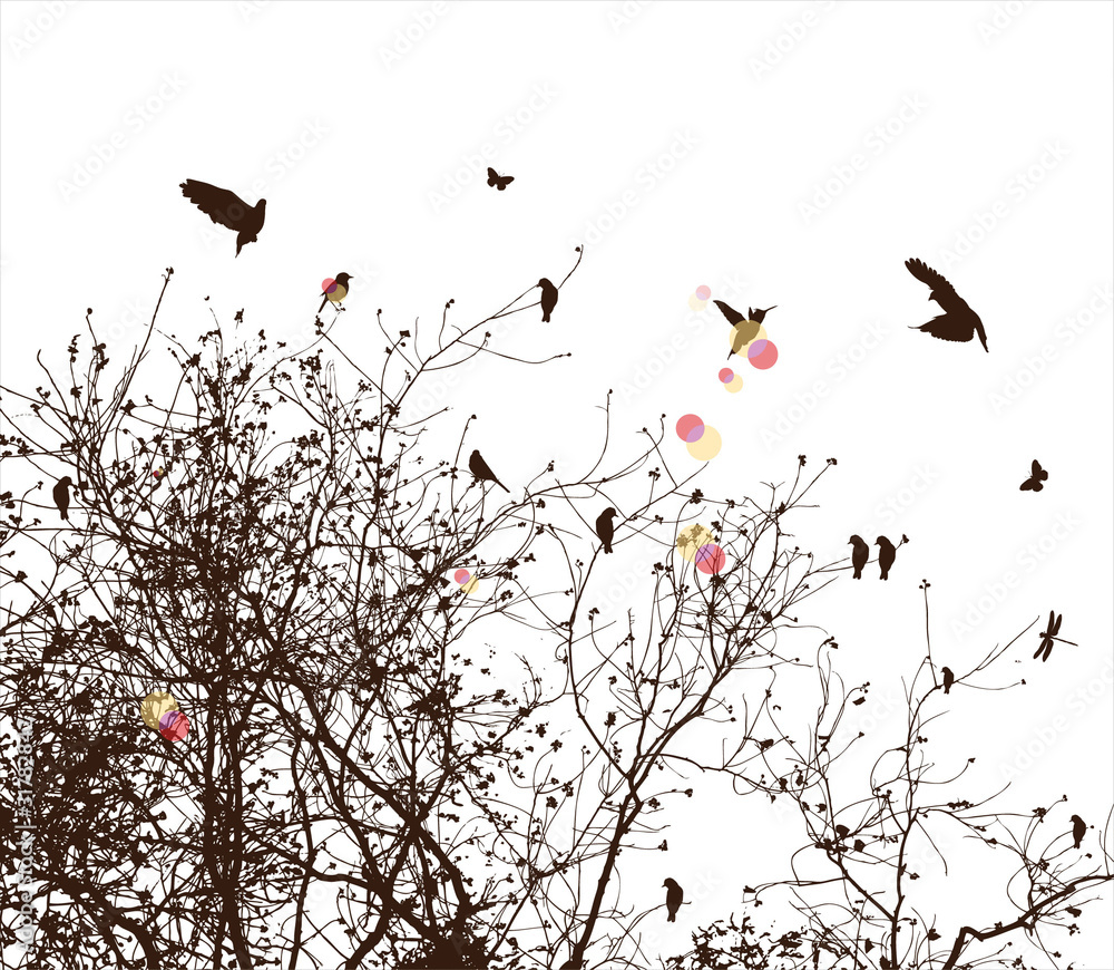 tree and bird Stock Vector | Adobe Stock