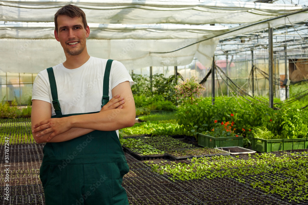 Gärtner im Gewächshaus Stock Photo | Adobe Stock