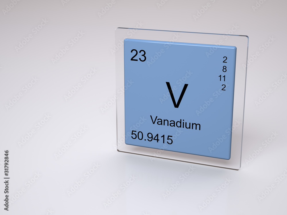 Vanadium - symbol V - chemical element of the periodic table Stock ...