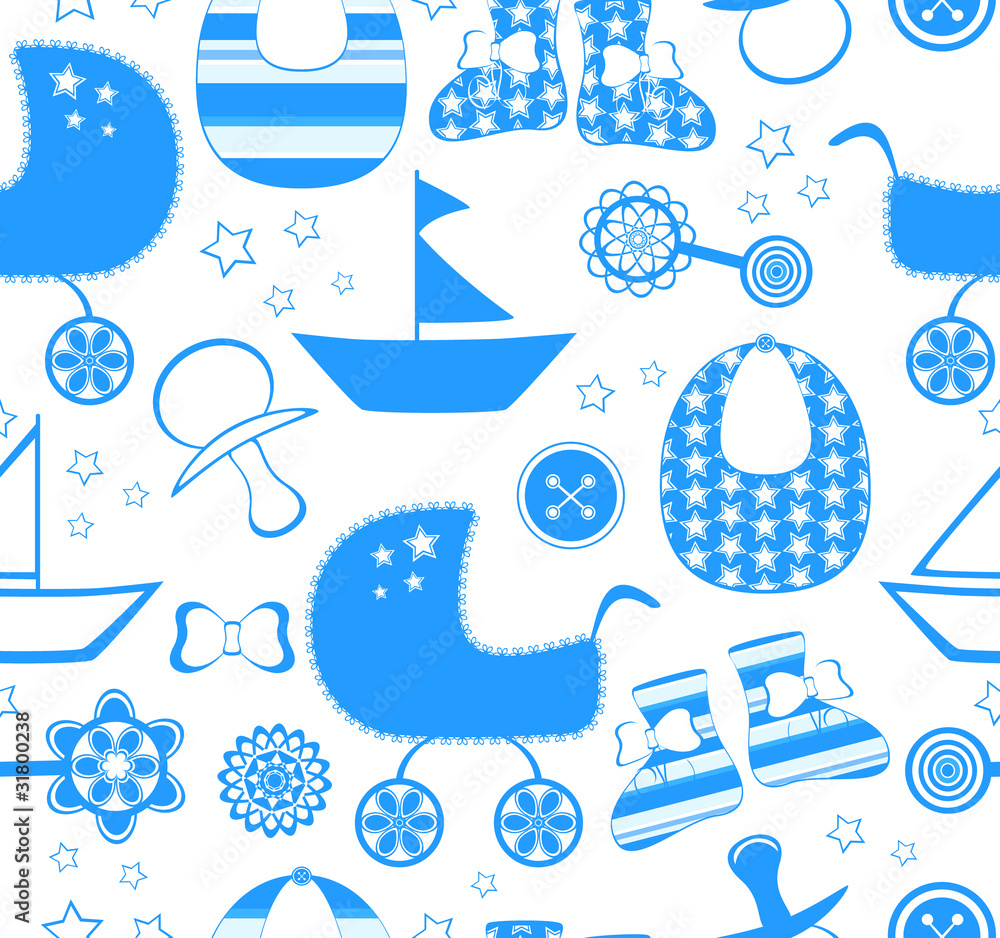 vector illustration of a seamless background with a newborn boy Stock ...