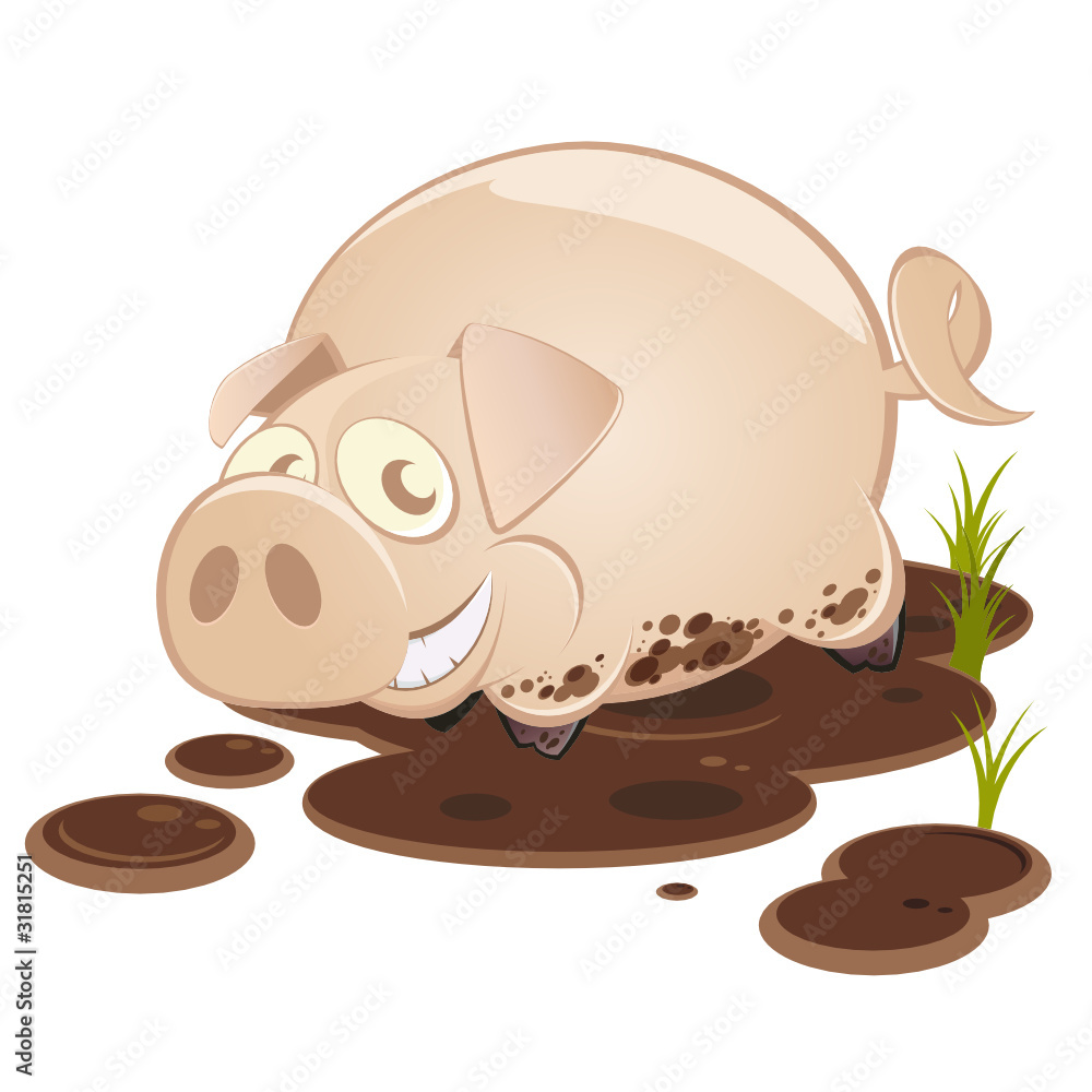 schwein cartoon lustig dreck Stock-Vektorgrafik | Adobe Stock