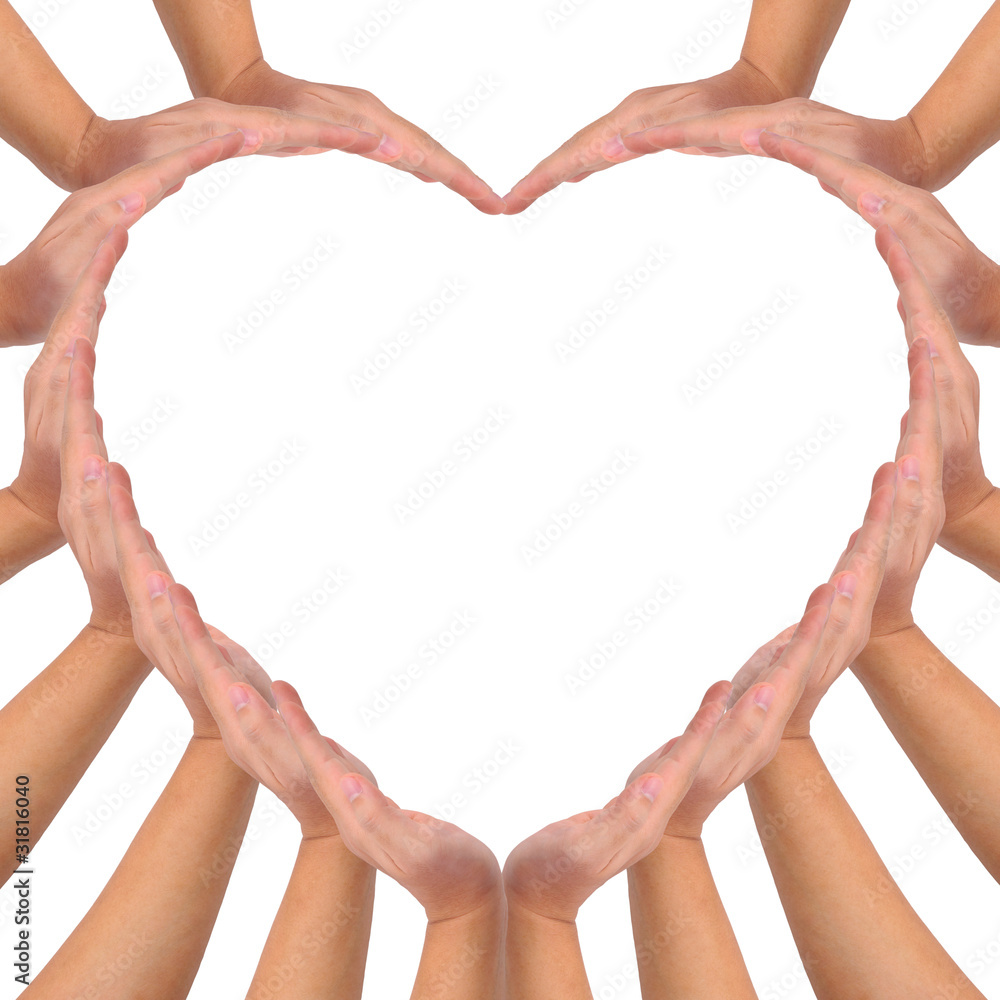 Hands making a heart shape on white background Stock Photo | Adobe Stock