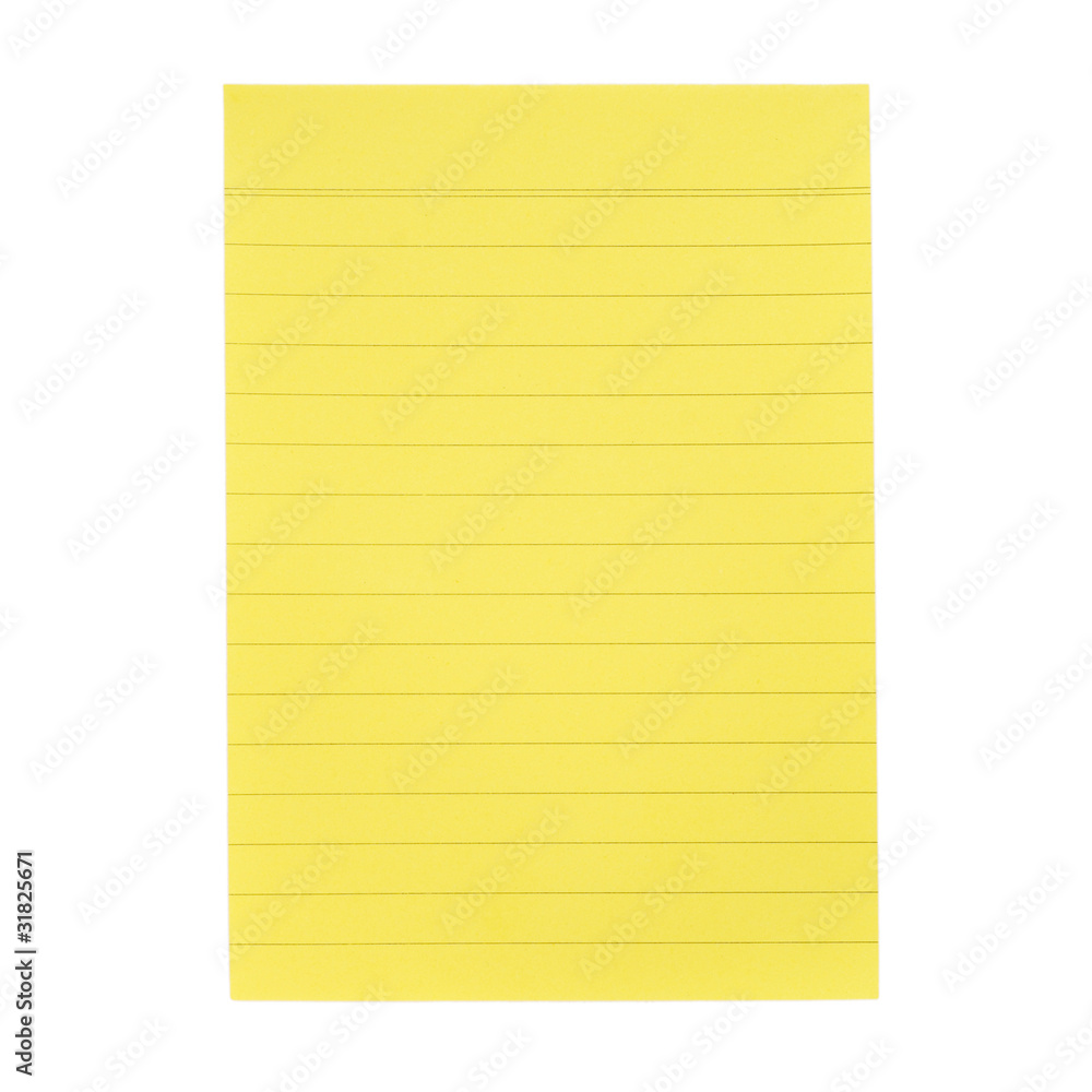 Yellow lined paper for notes isolated on white background Stock Photo ...