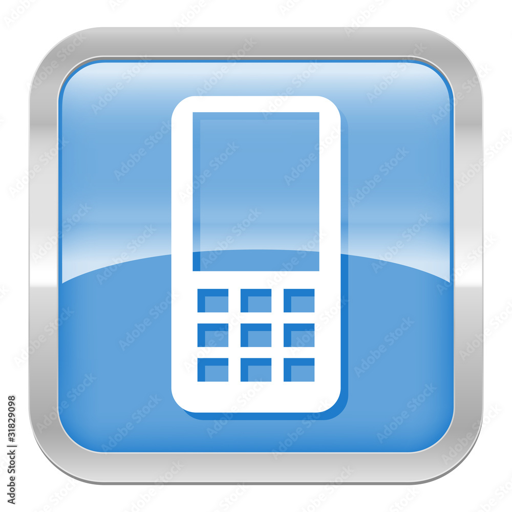 pictogramme téléphone mobile série carré bleu Stock Vector | Adobe Stock