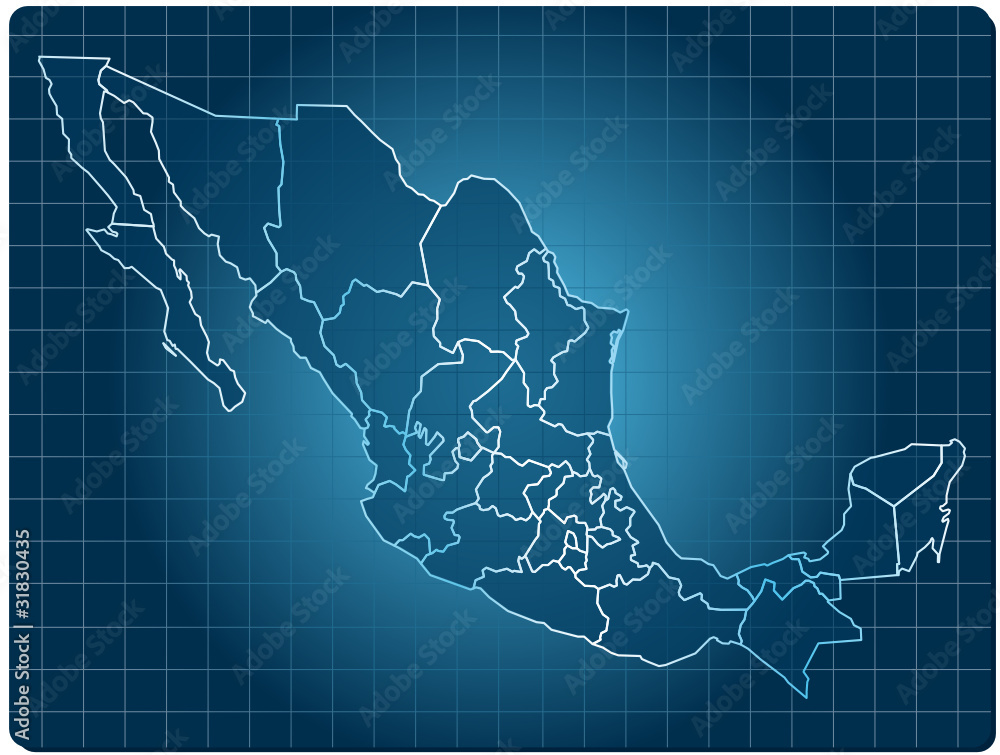 blue dark map of mexico Stock Vector | Adobe Stock